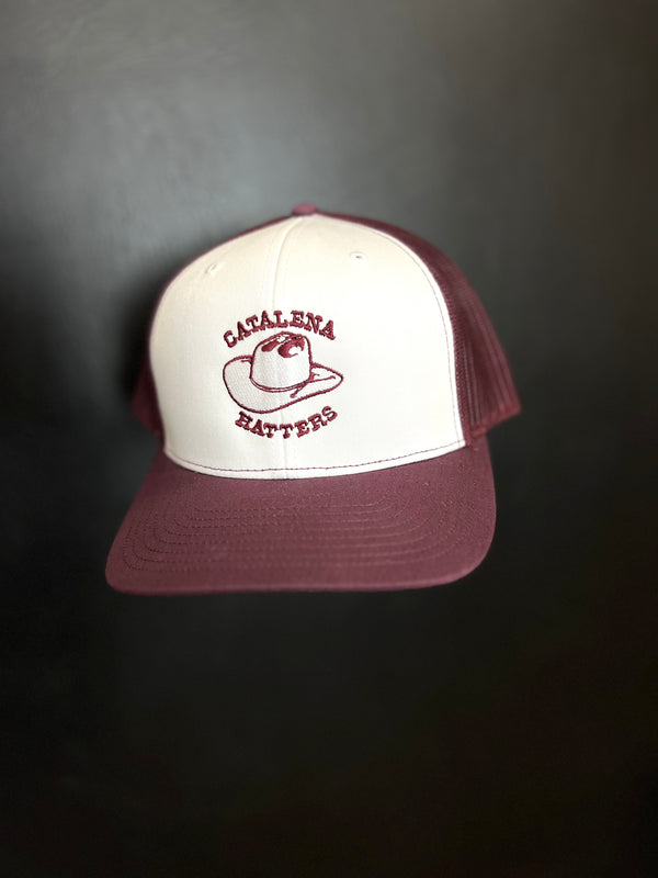 White & Maroon Cap - Catalena Hatters